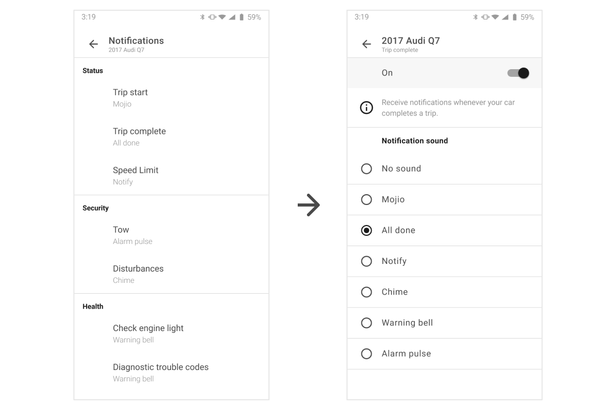 How do I manage notifications? – Motion for Audi connect
