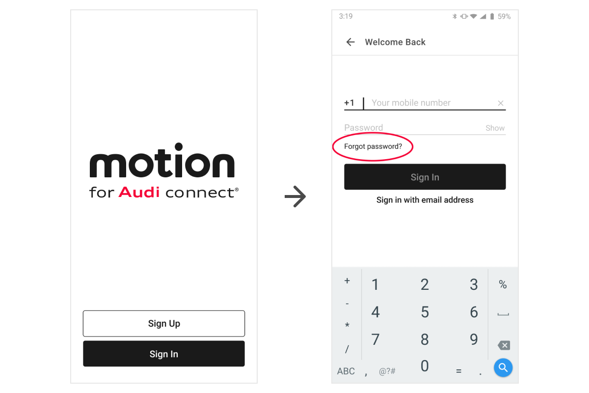 How can I change or reset my password? – Motion for Audi connect
