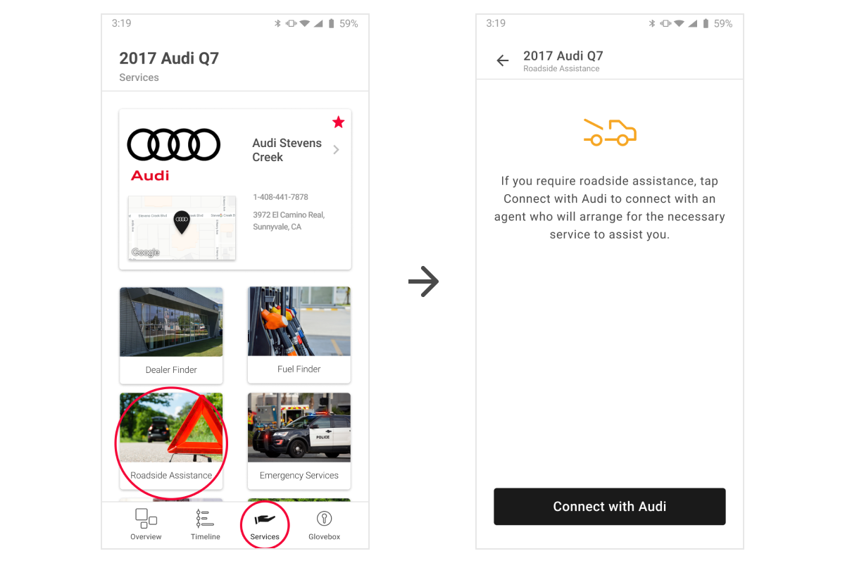 How do I request Roadside Assistance? – Motion for Audi connect